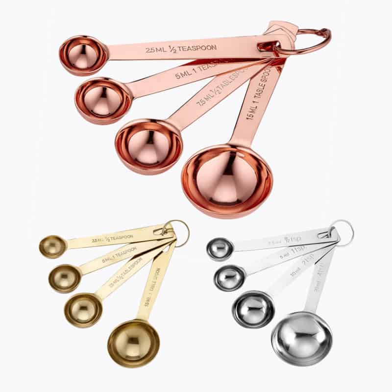 Ladelle Set of 4x Kitchen Measuring Spoons - Gold/Copper/Stainless ...